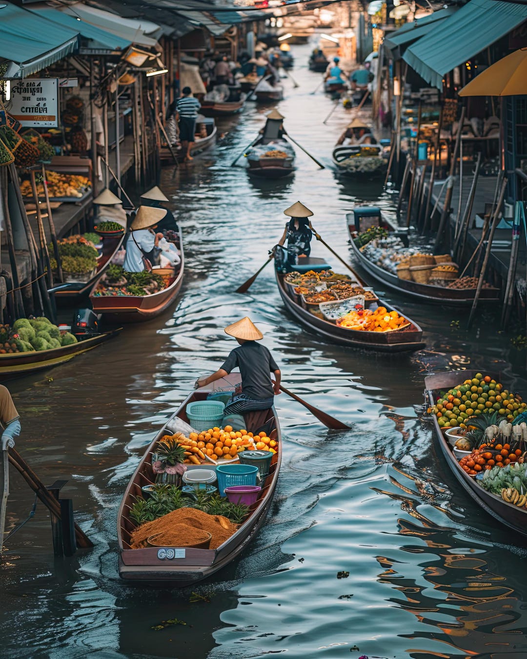 Timeless Thai Floating Market Wall Art | Traditional Thailand Canal ...