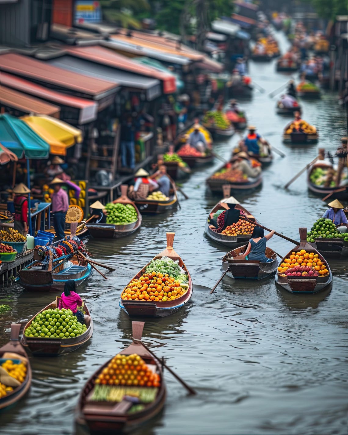 Thai Floating Market Photography, Traditional Boat Vendors (digital ...