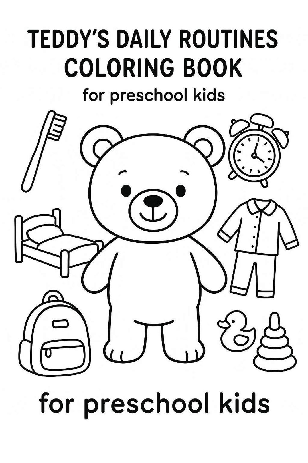 Teddy’s Daily Routines Coloring Book for Preschool Kids | Printable ...