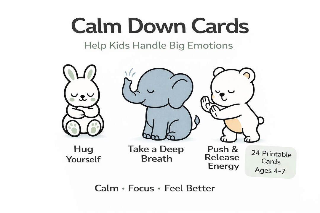 Calm Down Cards for Kids, Emotional Regulation, ADHD Coping Tools ...