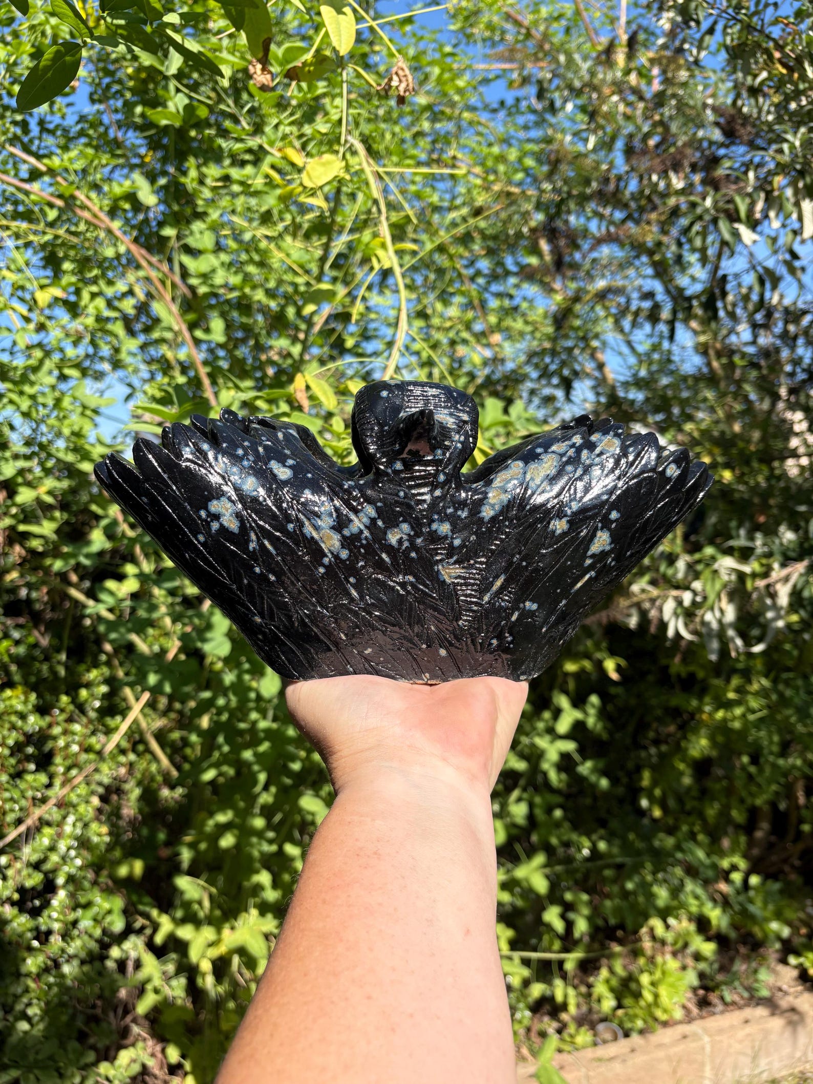 Crow King - Large Black Bird - Unique Handmade Ceramic Centerpiece Vase ...