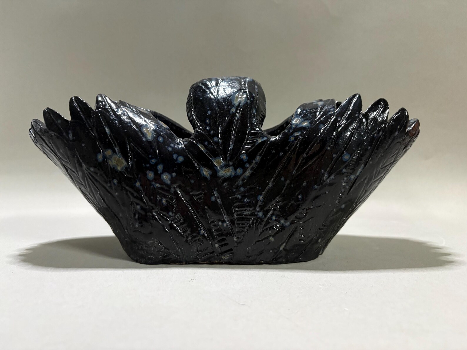 Crow King - Large Black Bird - Unique Handmade Ceramic Centerpiece Vase ...