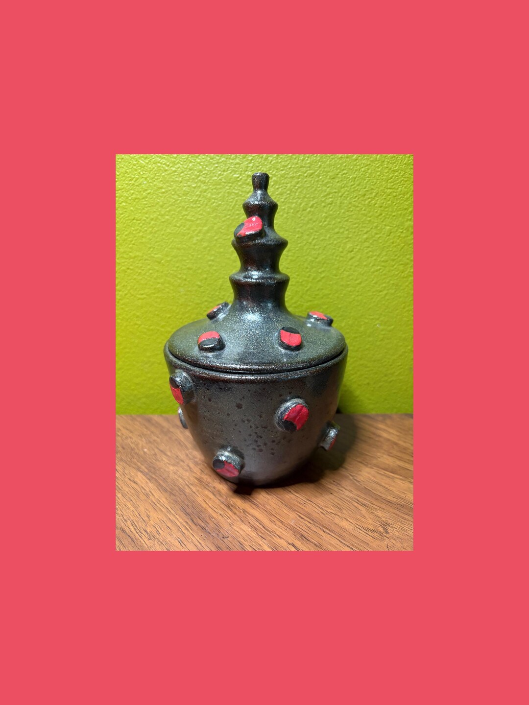 Handmade Ceramic Catchall Container With Lid - Red Ladybugs - Etsy
