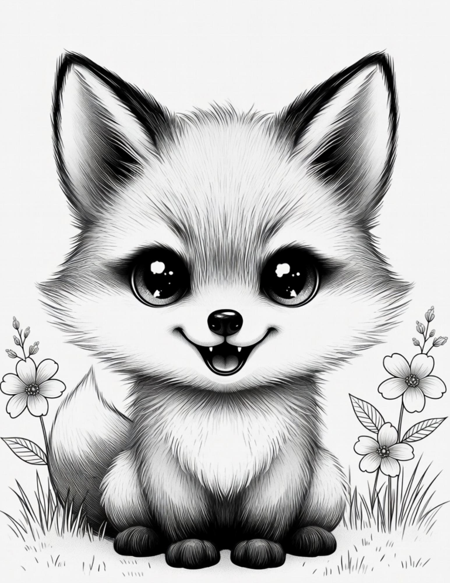 Cute and Adorable Fox Coloring Pages for Kids and Toddlers - Etsy