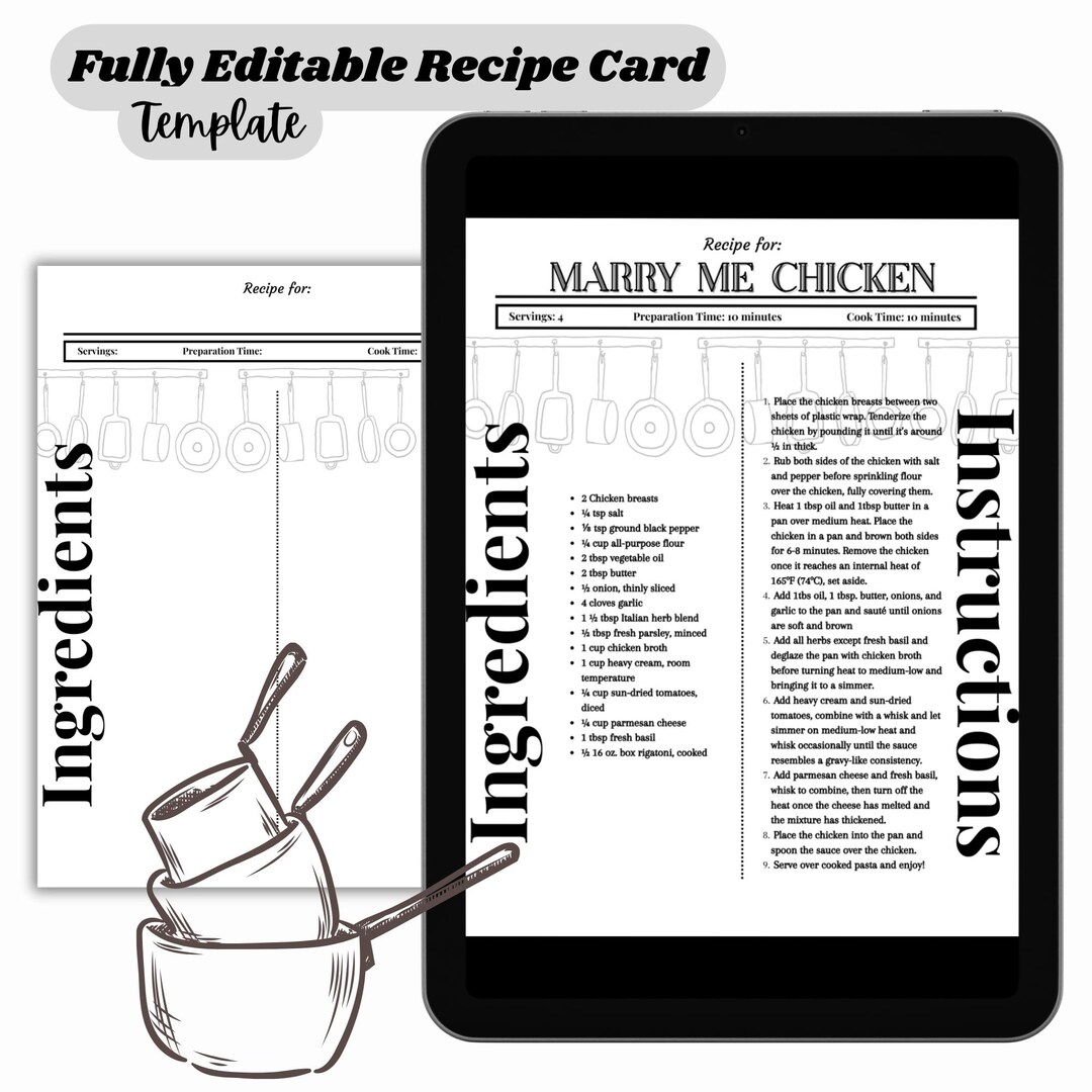 Elegant Editorial Recipe Card Template | Fully Editable | Canva ...