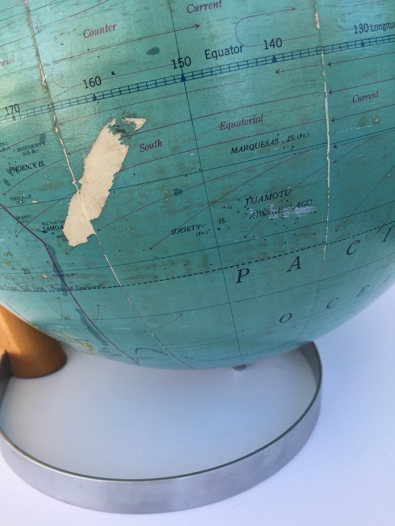 WORLD GLOBE Nystrom 16-inch Pictorial Relief Globe Vintage c.1955-1956 ...