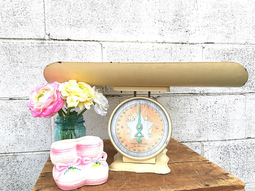 Baby SCALE Vintage Nursery Scale C. 1930's-1940's Painted Metal Infant ...