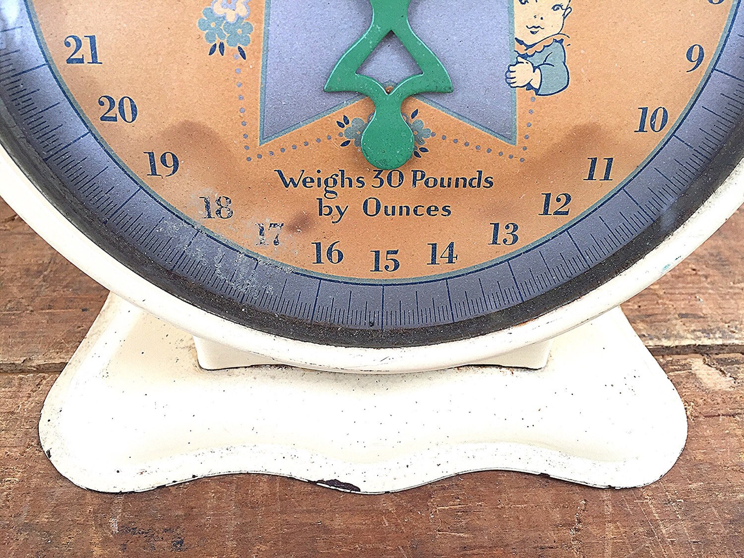 Baby SCALE Vintage Nursery Scale C. 1930's-1940's Painted Metal Infant ...