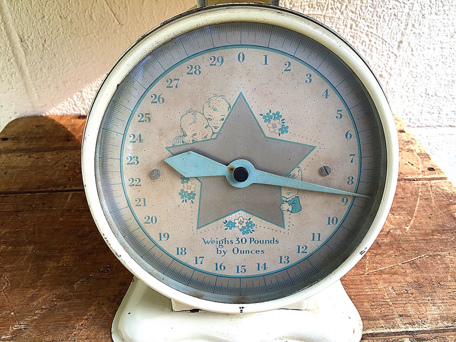 BABY SCALE Vintage C.1930's Nursery Scale Painted Metal Infant Scale ...