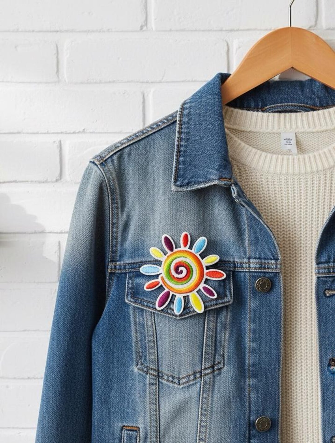 Colourful Embroidered Patches, Stick-on Rainbow Hand & Sun Applique - Etsy