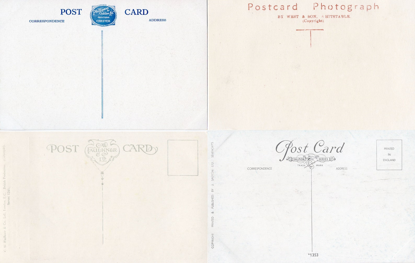 Printable Vintage Postcard Backs Set No. 1 Digital - Etsy