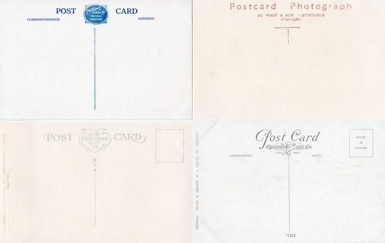 Printable Vintage Postcard Backs Set No. 1 Digital - Etsy