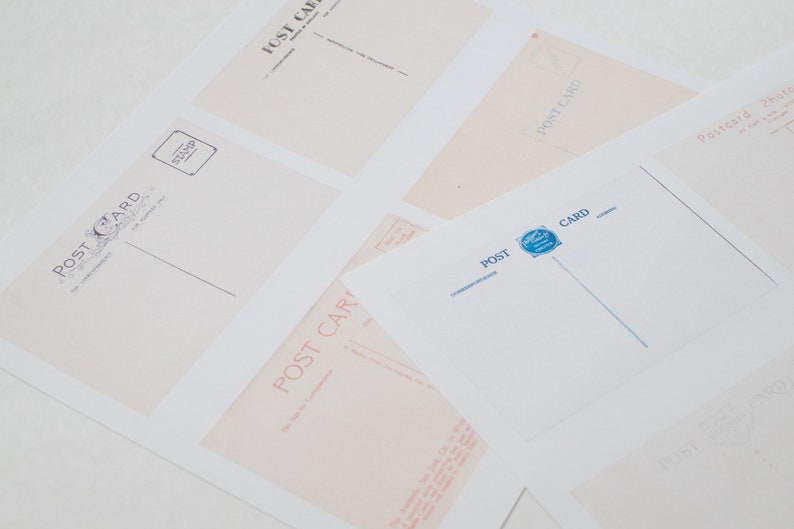 Printable Vintage Postcard Backs Set No. 1 Digital | Etsy