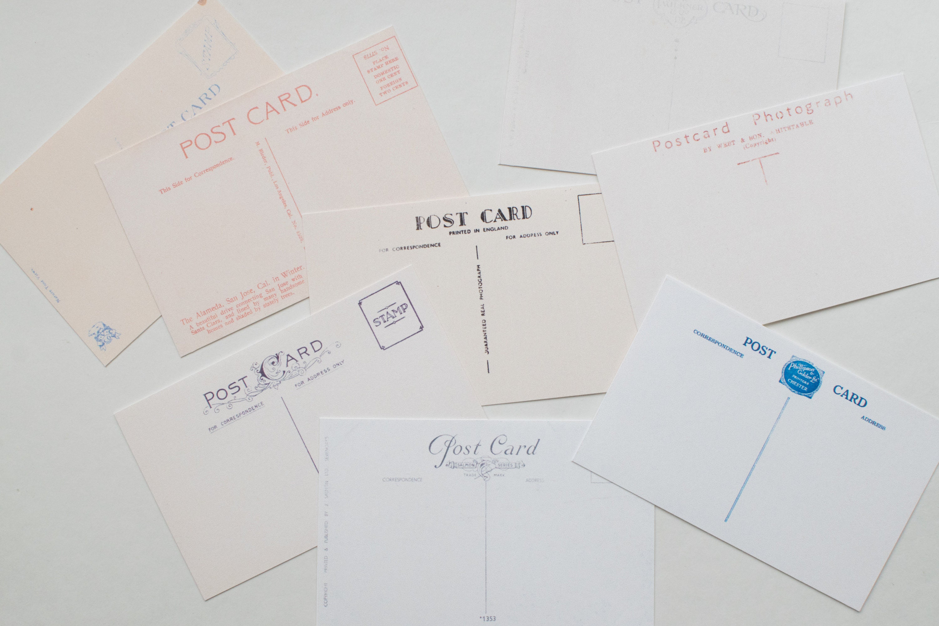 Printable Vintage Postcard Backs Set No. 1 Digital | Etsy