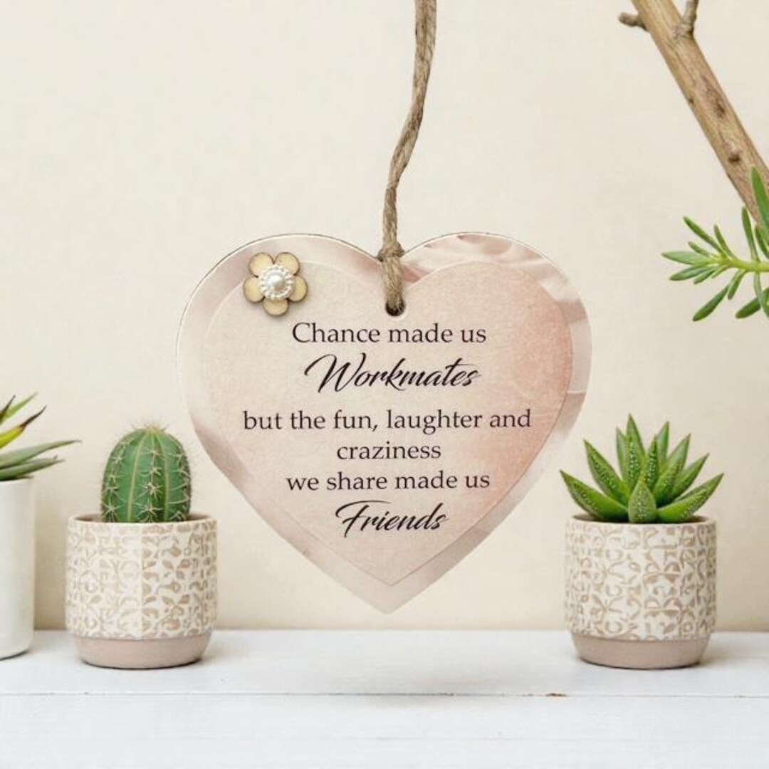 Workmates Gift Heart With Pretty Pink Detail Wooden Plaque - Etsy