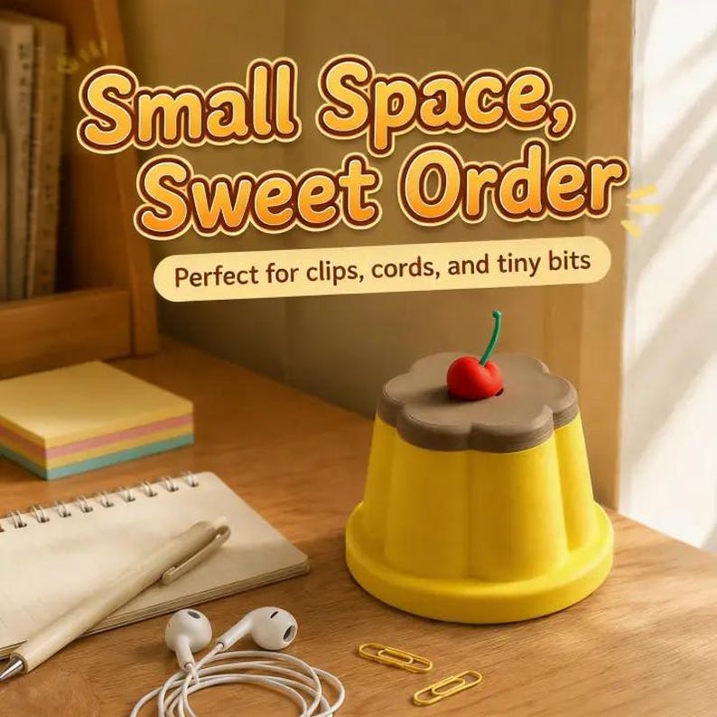 Cherry Pudding Storage Box - Cute Dessert Trinket Box, Kawaii Desk ...