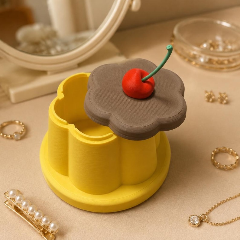 Cherry Pudding Storage Box - Cute Dessert Trinket Box, Kawaii Desk ...