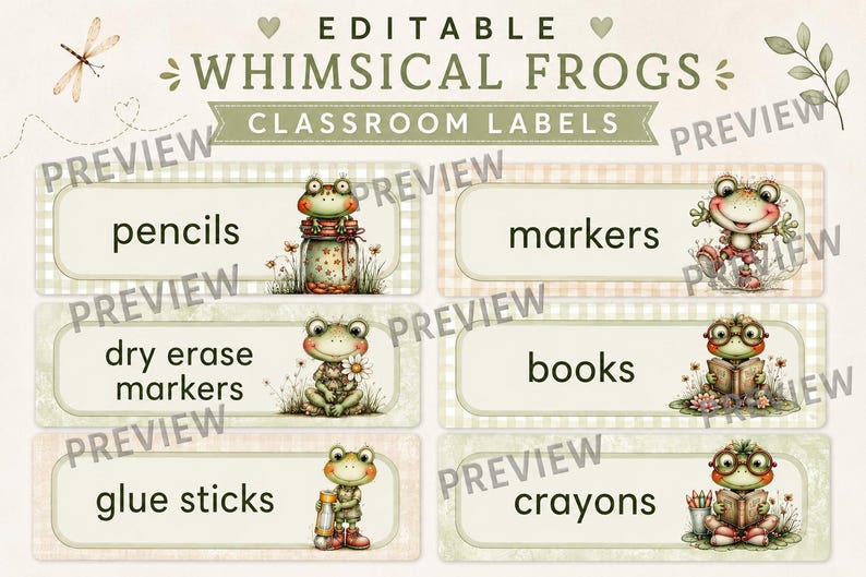 Editable Frog Classroom Labels Printable Bin Labels Calm Classroom ...