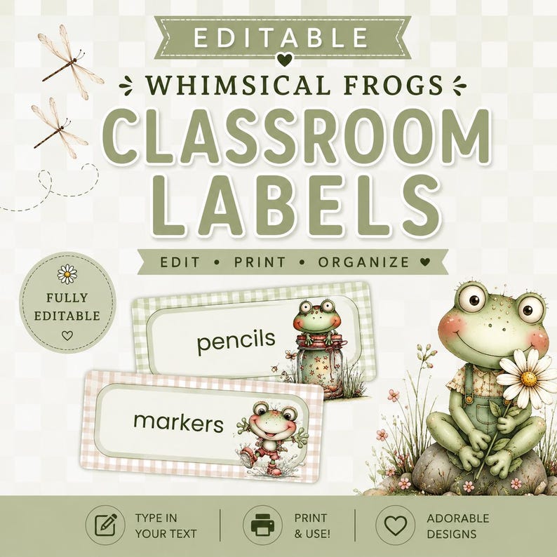 Editable Frog Classroom Labels Printable Bin Labels Calm Classroom ...