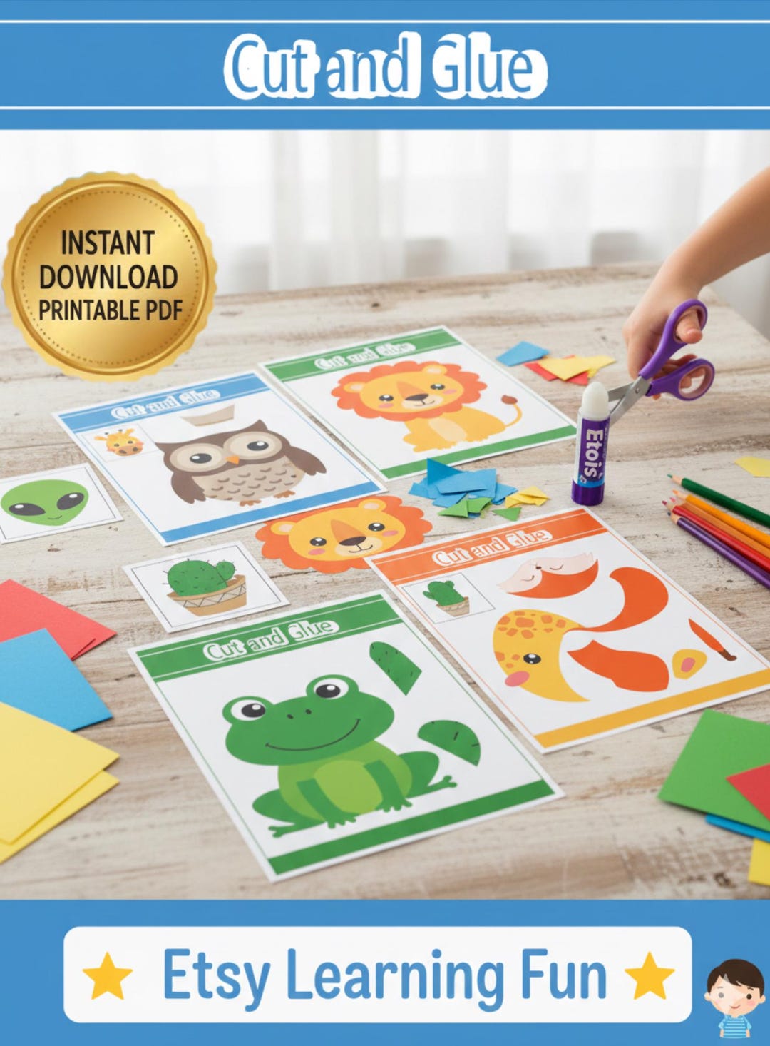 Animal Cut and Glue Activity | Preschool Scissor Skills (digital ...