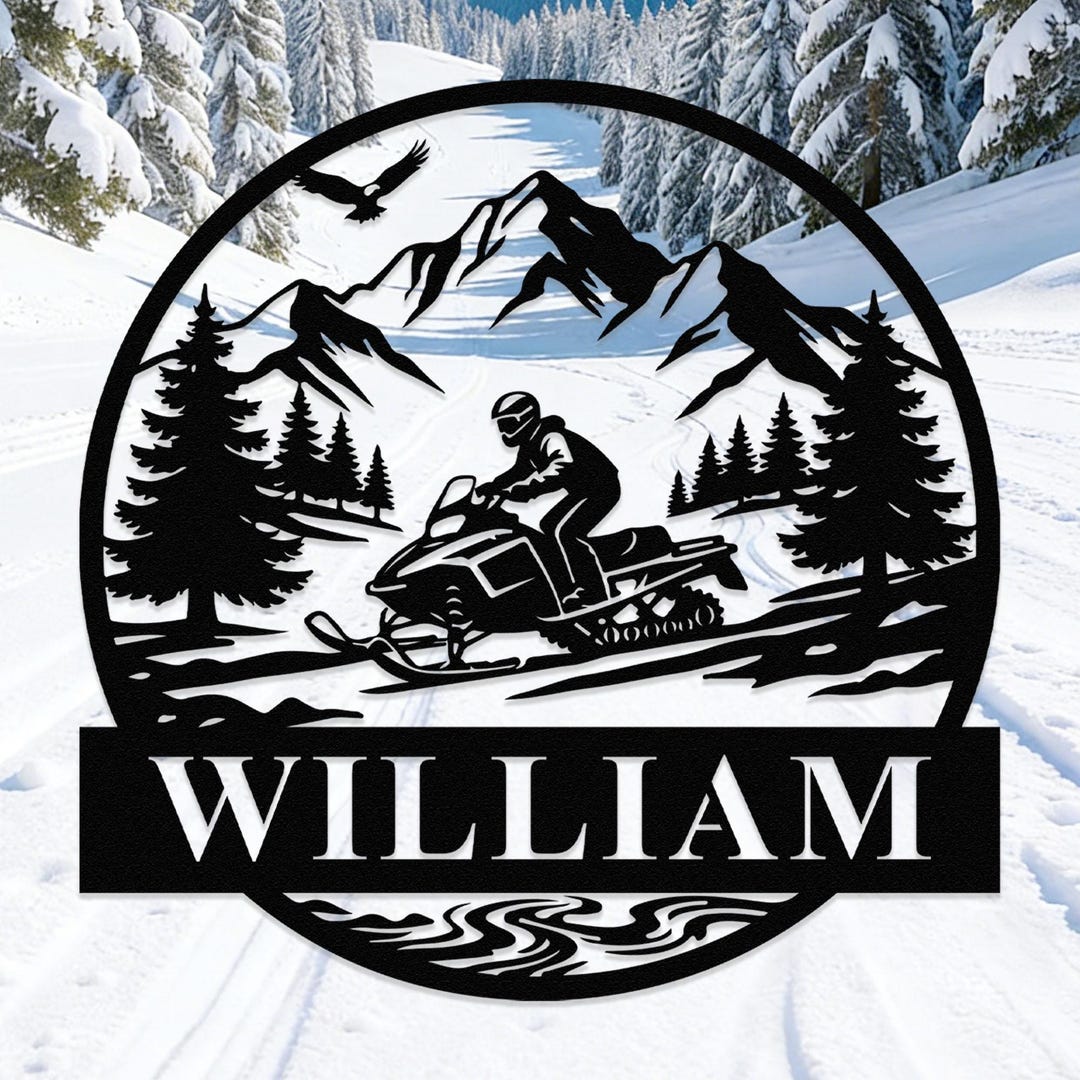 Custom Snowmobile Rider Metal Wall Art With LED Lights: Personalized ...