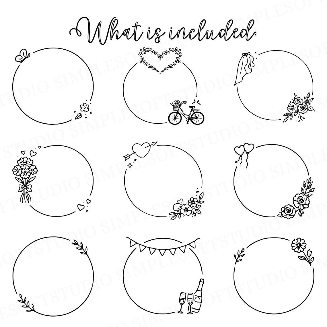 Minimalistic Circle Frame Set, 30 Line Art SVG PNG, Simple Boarders for ...