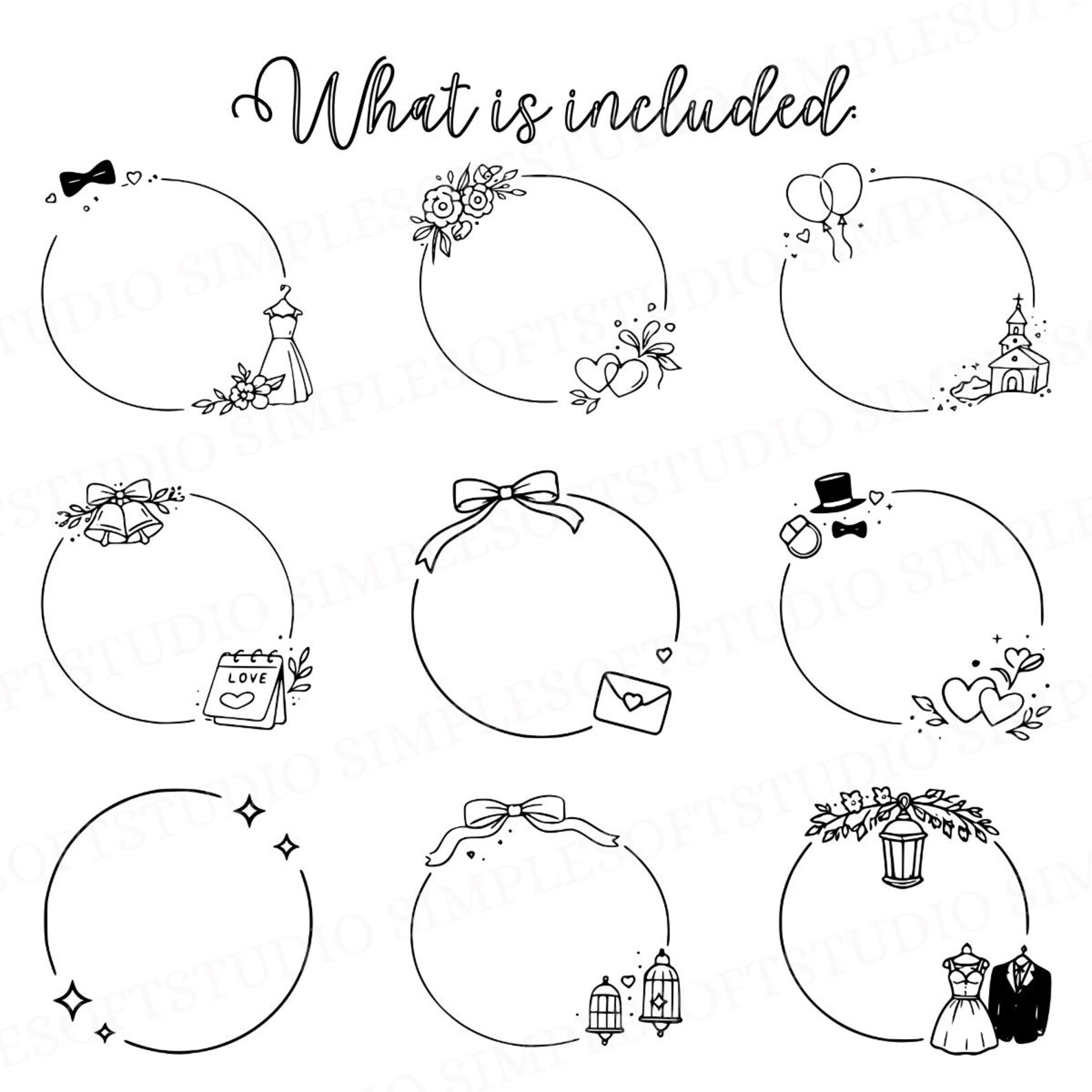 Minimalistic Circle Frame Set, 30 Line Art SVG PNG, Simple Boarders for ...