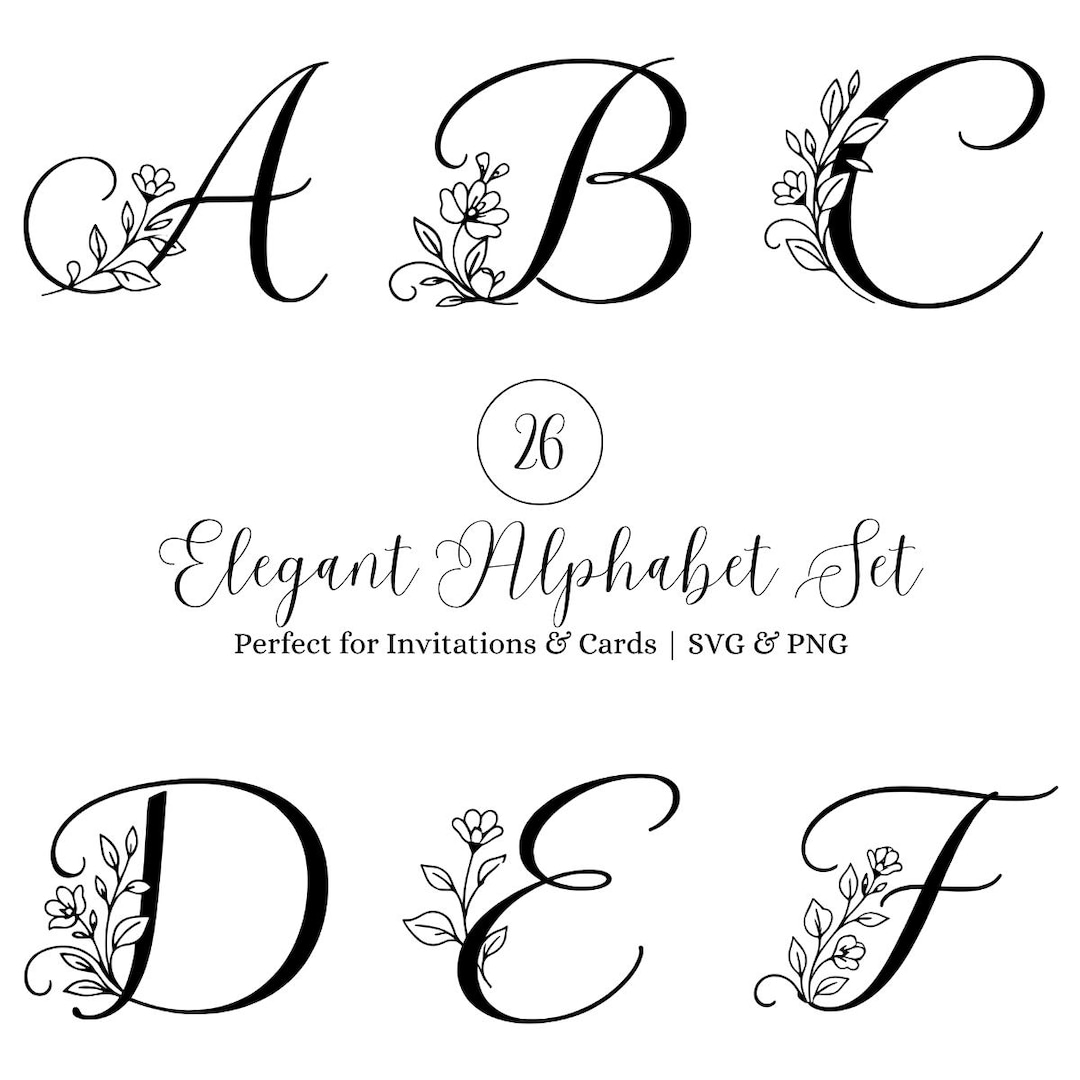 Botanical Alphabet SVG Bundle, Elegant A-Z Monogram Letters, Floral ...