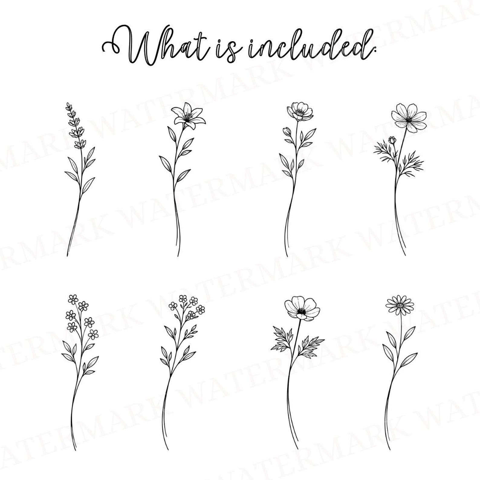 21 Minimalist Flower SVG PNG, Botanical Line Art Flowers, Wedding ...