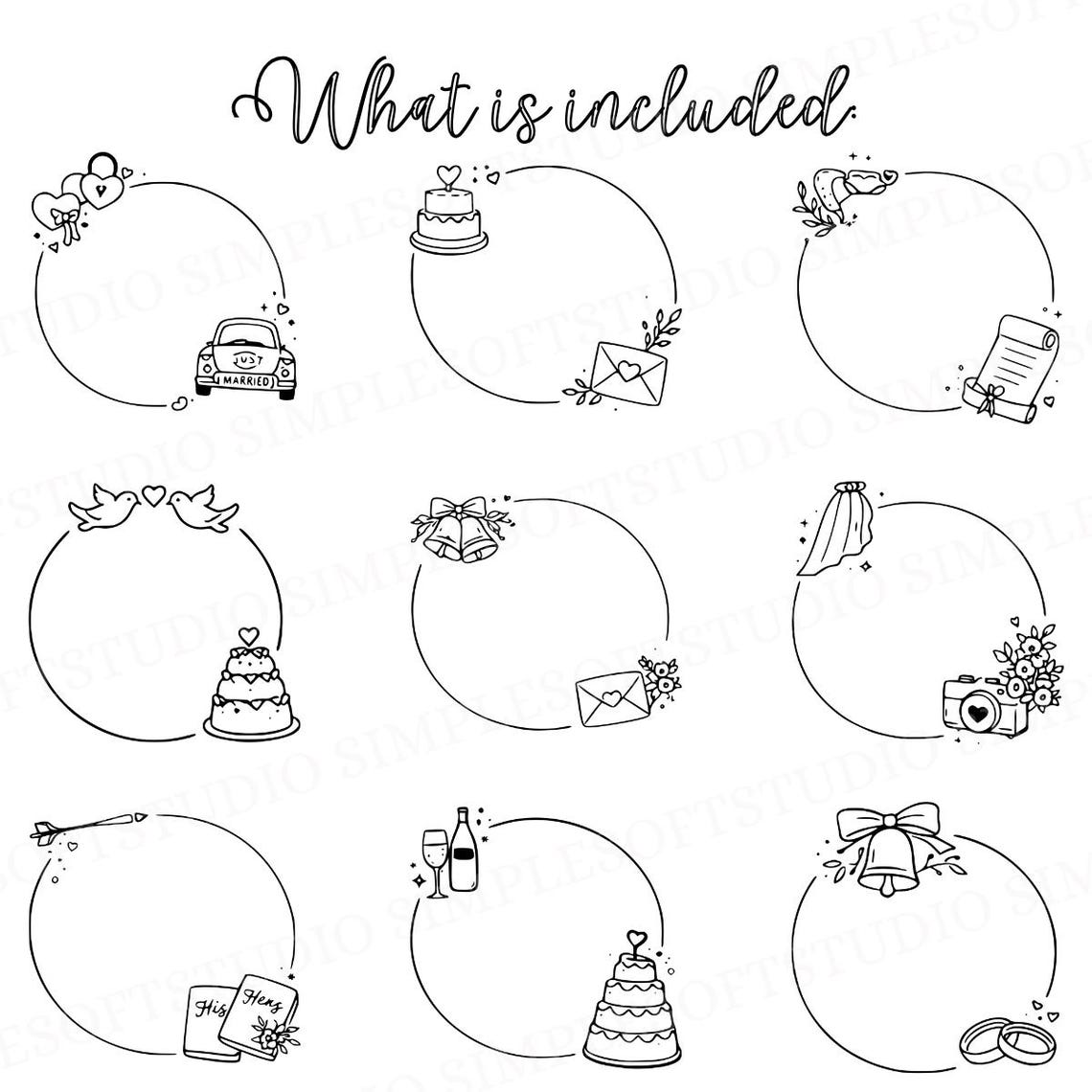 Minimalistic Circle Frame Set, 30 Line Art SVG PNG, Simple Boarders for ...