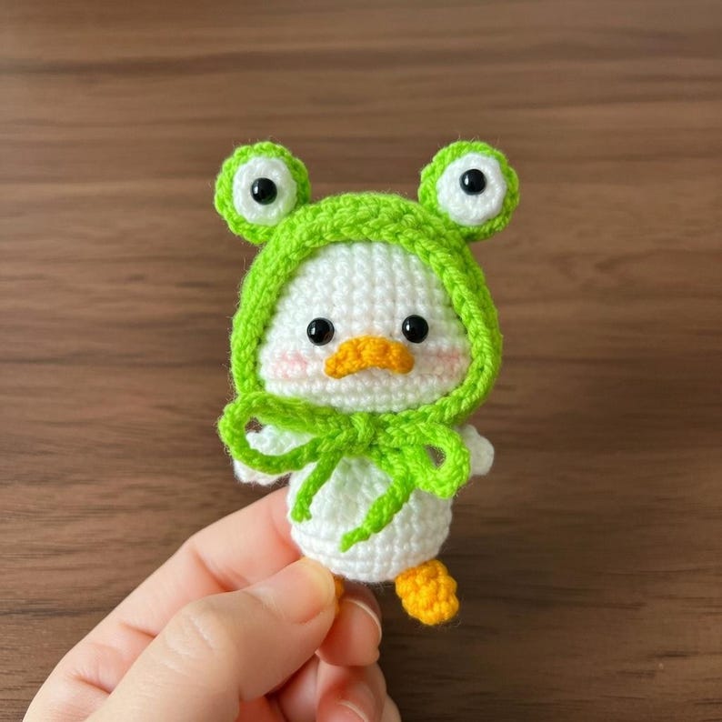 Cute Crochet Duck, Little Duck With Removable Hat, Kawaii Frog Pig ...