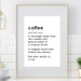 Coffee Definition, Printable Kitchen Decor, Instant Download Wall Sign ...