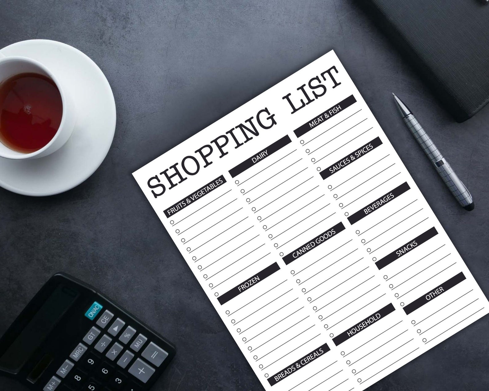Divided Shopping List Template With Checkboxes - Printable Grocery List ...