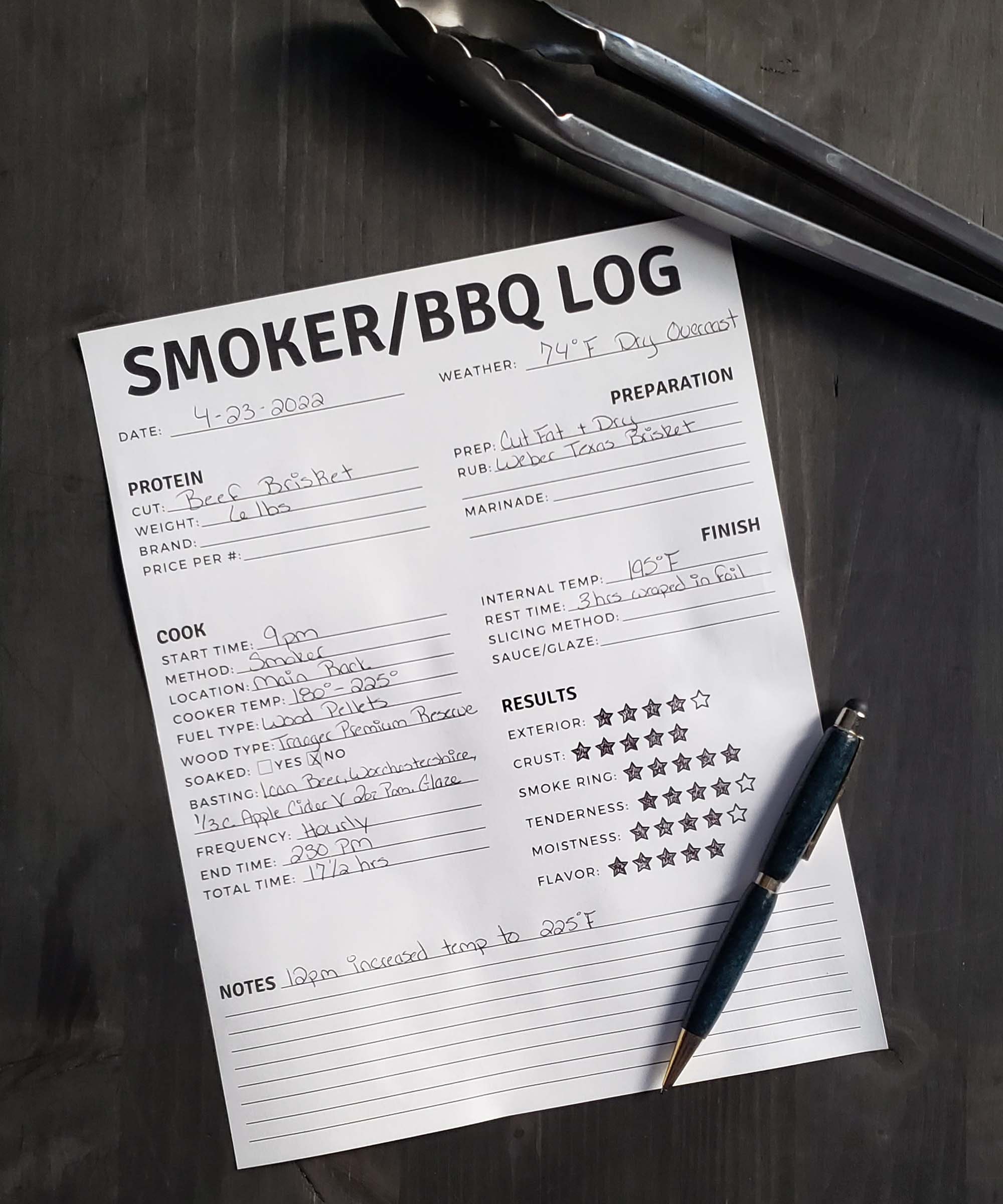Smoker Planner, Smoked Meat Log, Grilling Log Book, BBQ Notes, Digital ...
