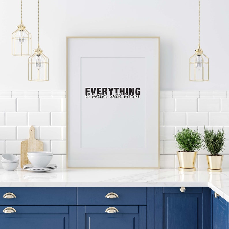 Bacon Sign, Printable Kitchen Decor, Instant Download Wall Sign, Funny ...