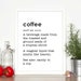 Coffee Definition, Printable Kitchen Decor, Instant Download Wall Sign ...