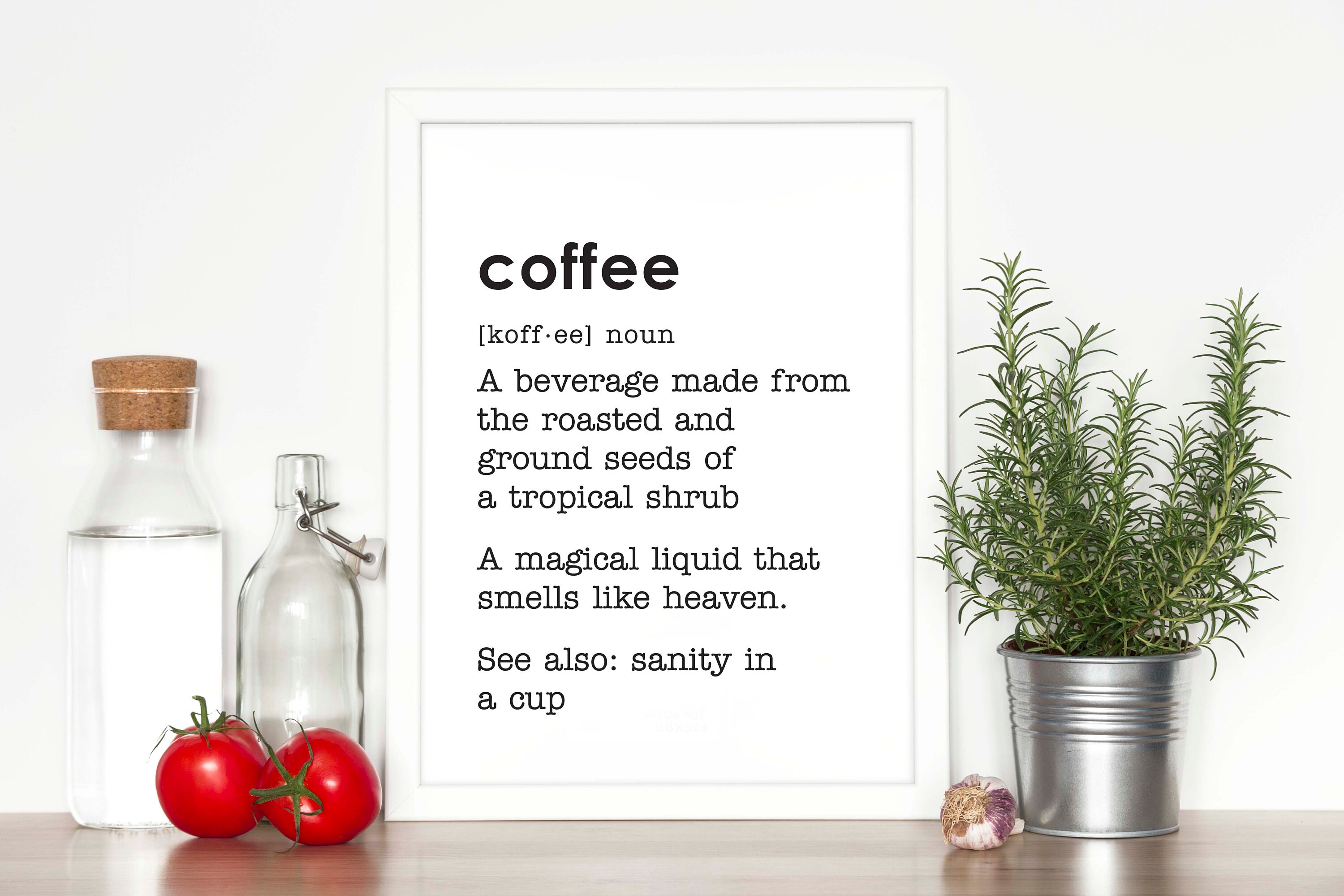 Coffee Definition, Printable Kitchen Decor, Instant Download Wall Sign ...