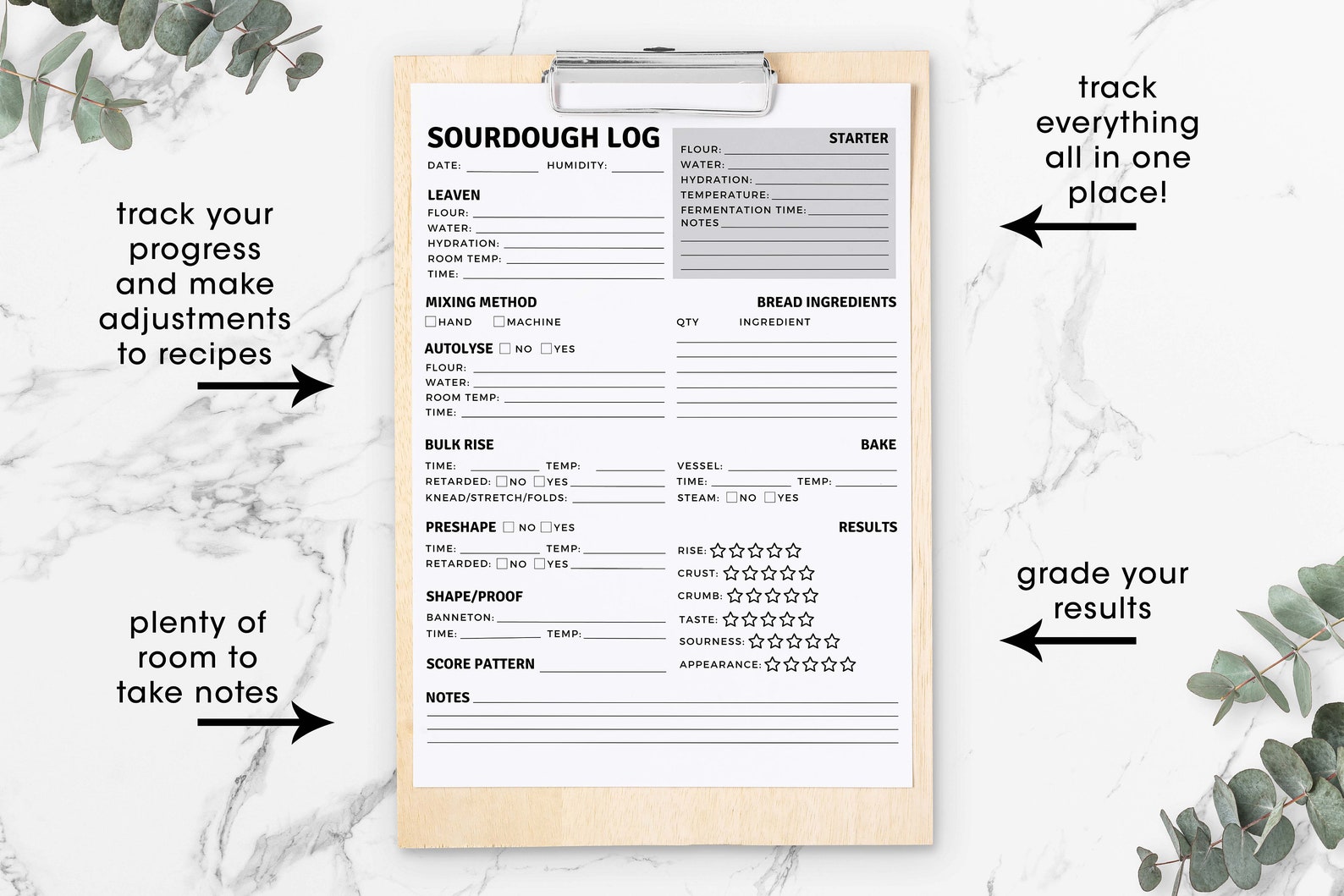 Instant Download Sourdough Bread Log - Track Your Sourdough Baking in ...