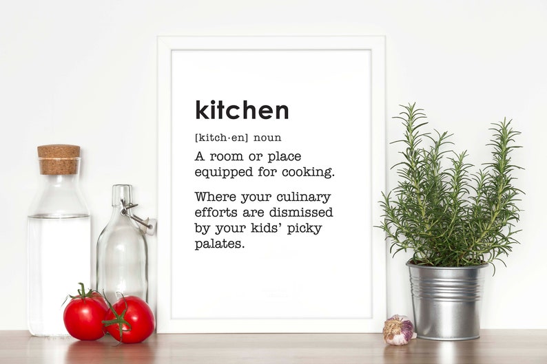 Kitchen Definition, Printable Kitchen Decor, Instant Download Wall Sign ...