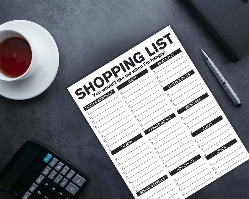 Shopping List Printable - Digital Download Divided Grocery List ...
