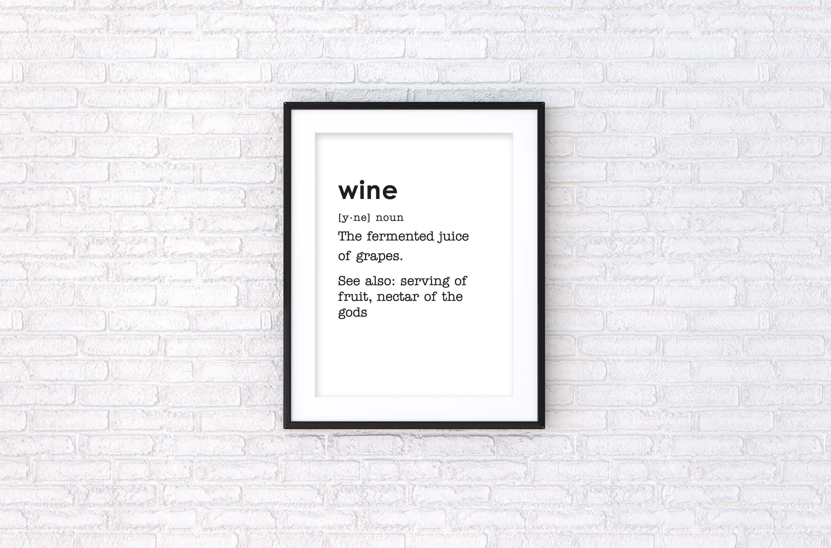 Wine Definition, Printable Kitchen Decor, Instant Download Wall Sign ...