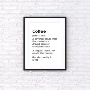 Coffee Definition, Printable Kitchen Decor, Instant Download Wall Sign ...
