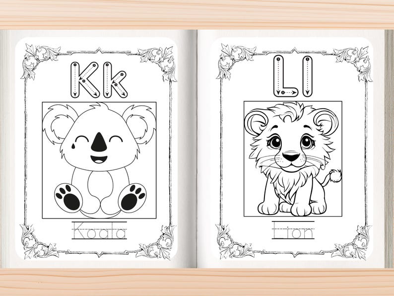 Alphabet Animal Coloring Book, A-Z ABC Learning Pages (PDF Download) - Etsy