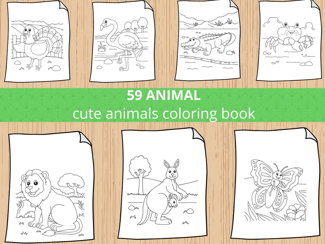 59 Animal Coloring Pages – Creature Designs Printable Book (digital ...