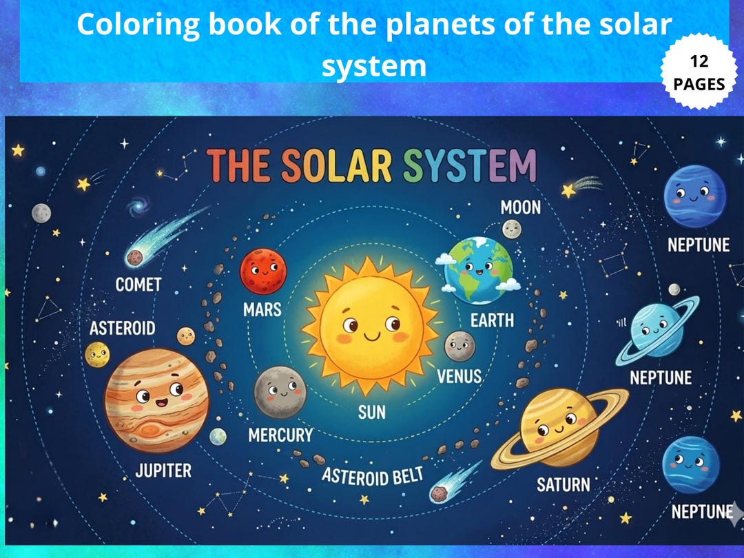 Solar System Coloring Book – Planets, Space, Rockets (PDF Download) - Etsy