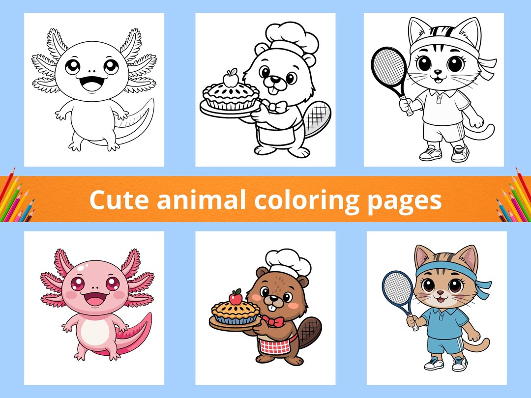 Kawaii Animals Coloring Book, Printable Kids Activity Pages (PDF ...