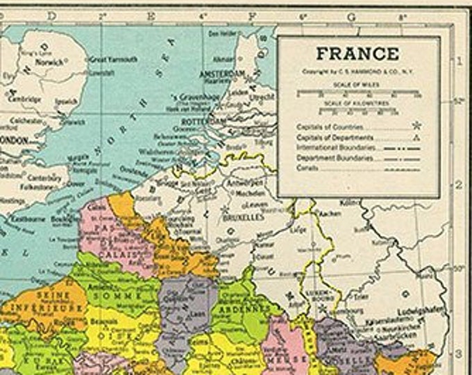 Vintage Map France 1940s - Etsy