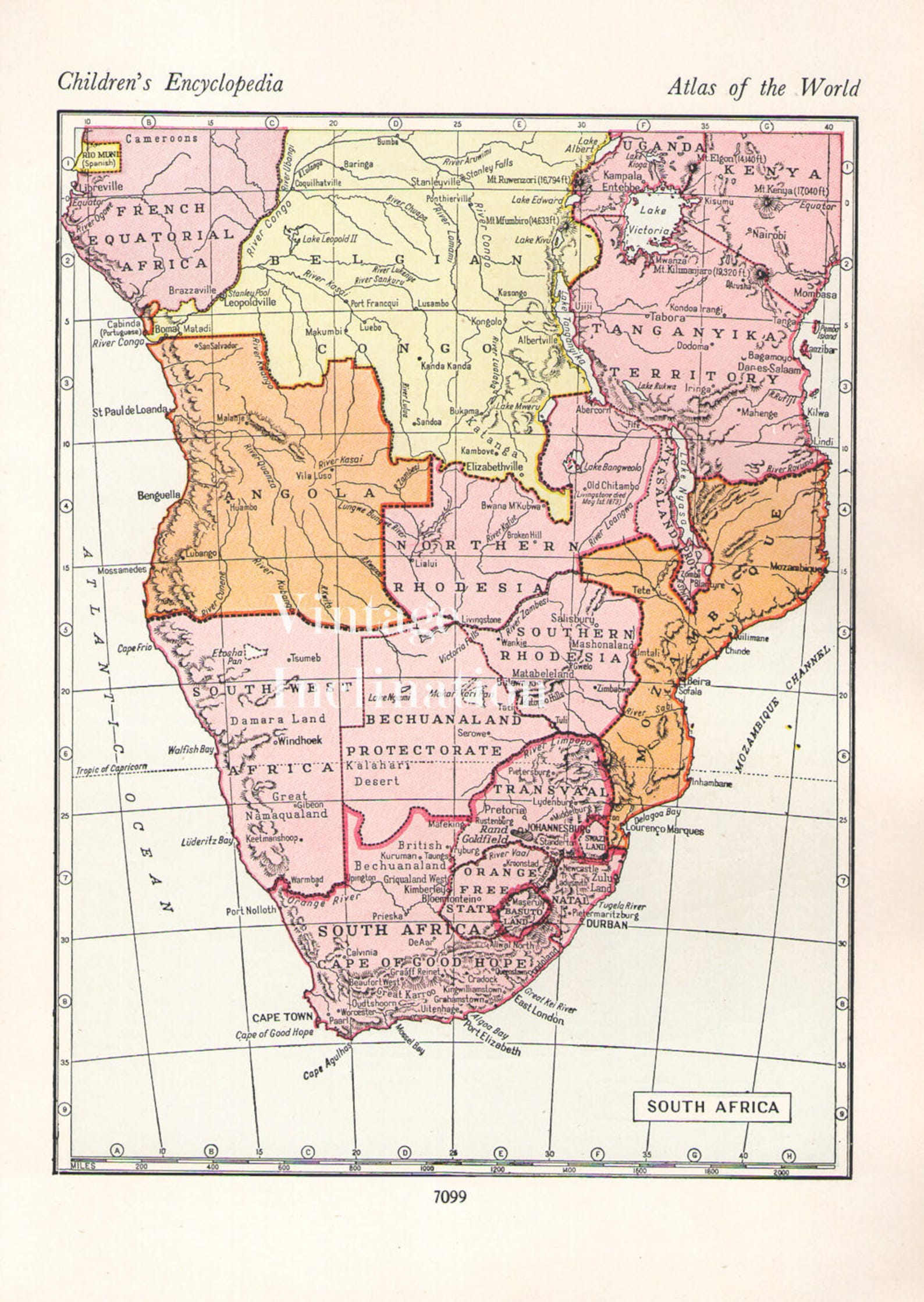 Antique 1950s SOUTH AFRICA Vintage Map Atlas Page - Etsy