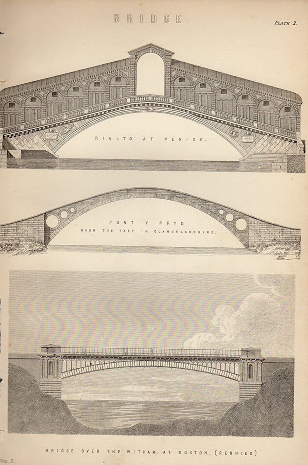 Antique Print 1888. Engraving. BRIDGE Architecture 2. 135 Years Old ...