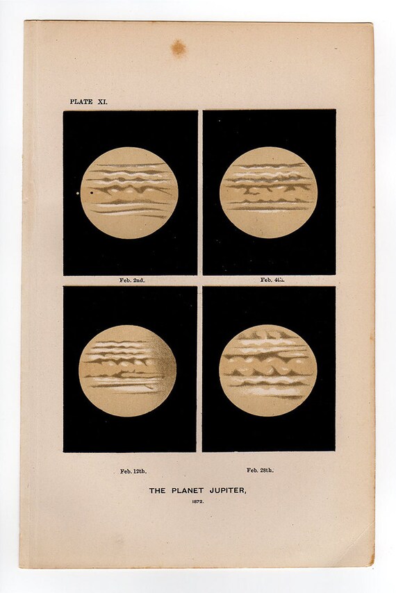 1870s Maps of JUPITER Original Vintage Space Astronomy Print | Etsy